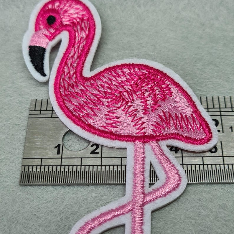 Flamingo Iron on Patch, Embroidered Tropical Pink Bird for Applique ...