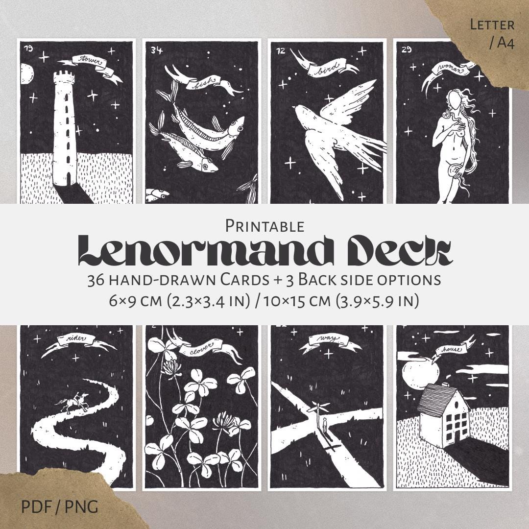 Lenormand Printable Deck – 36 Hand-drawn Cards – Unique Digital Oracle ...