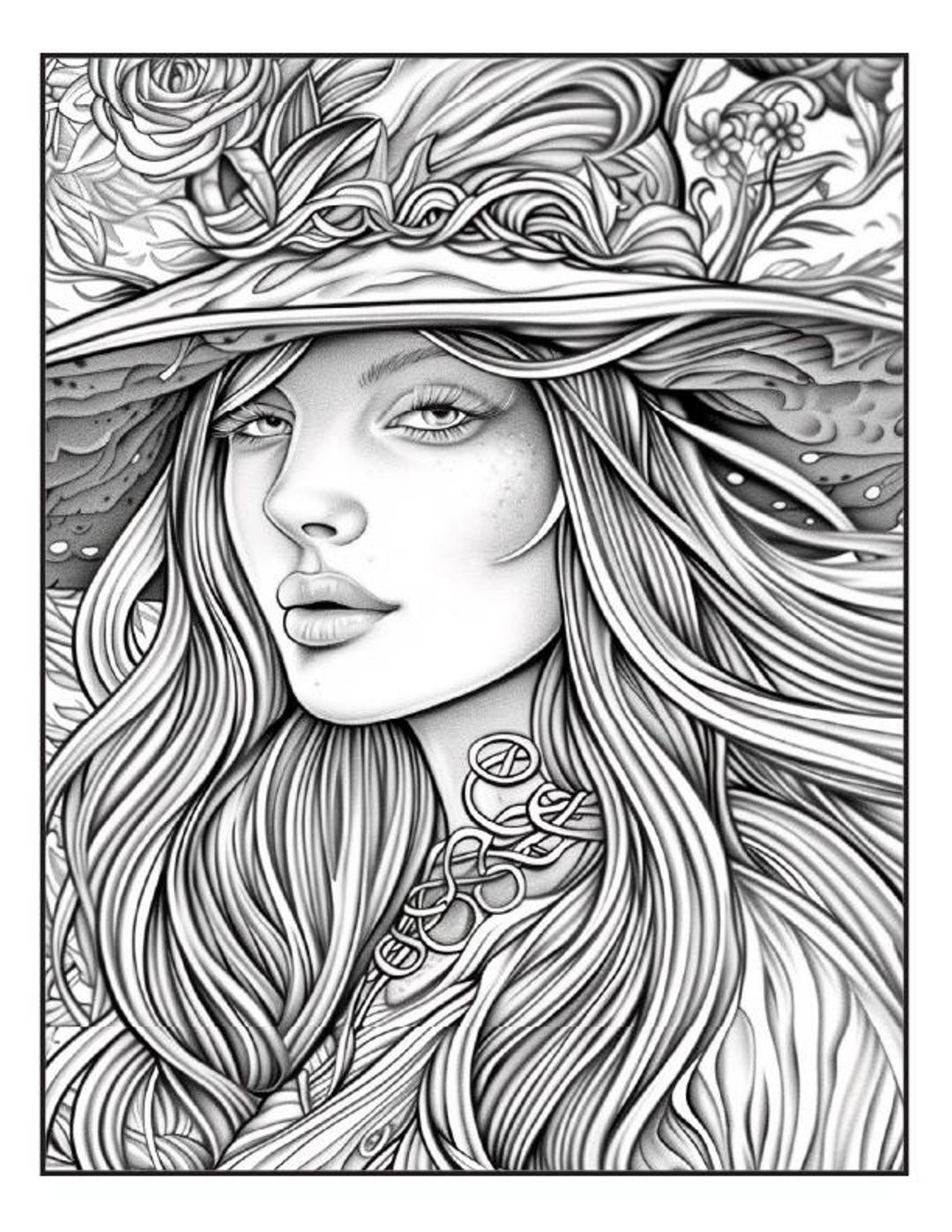 100-moon Witch Coloring Pages: Fantasy for Adults and Kids - Etsy