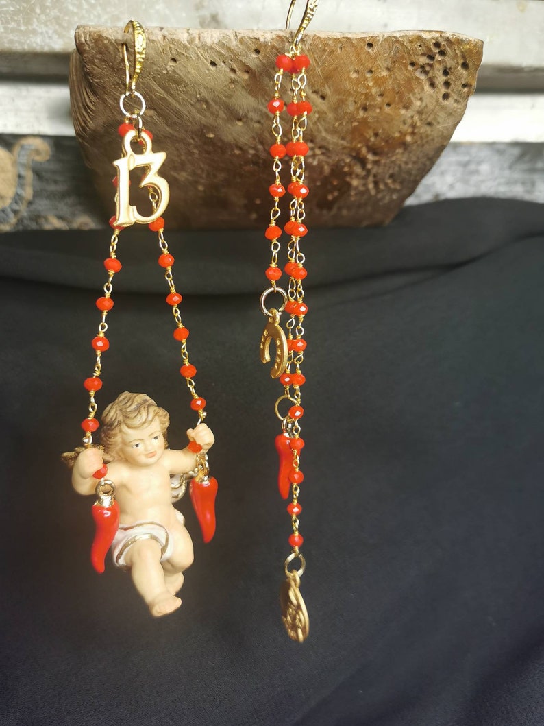 Angelo della fortuna italian cherub angelic swing earrings | Etsy
