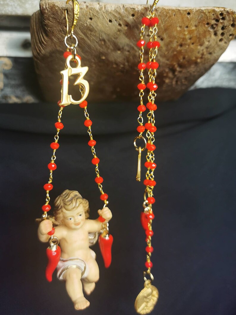 Angelo della fortuna italian cherub angelic swing earrings | Etsy