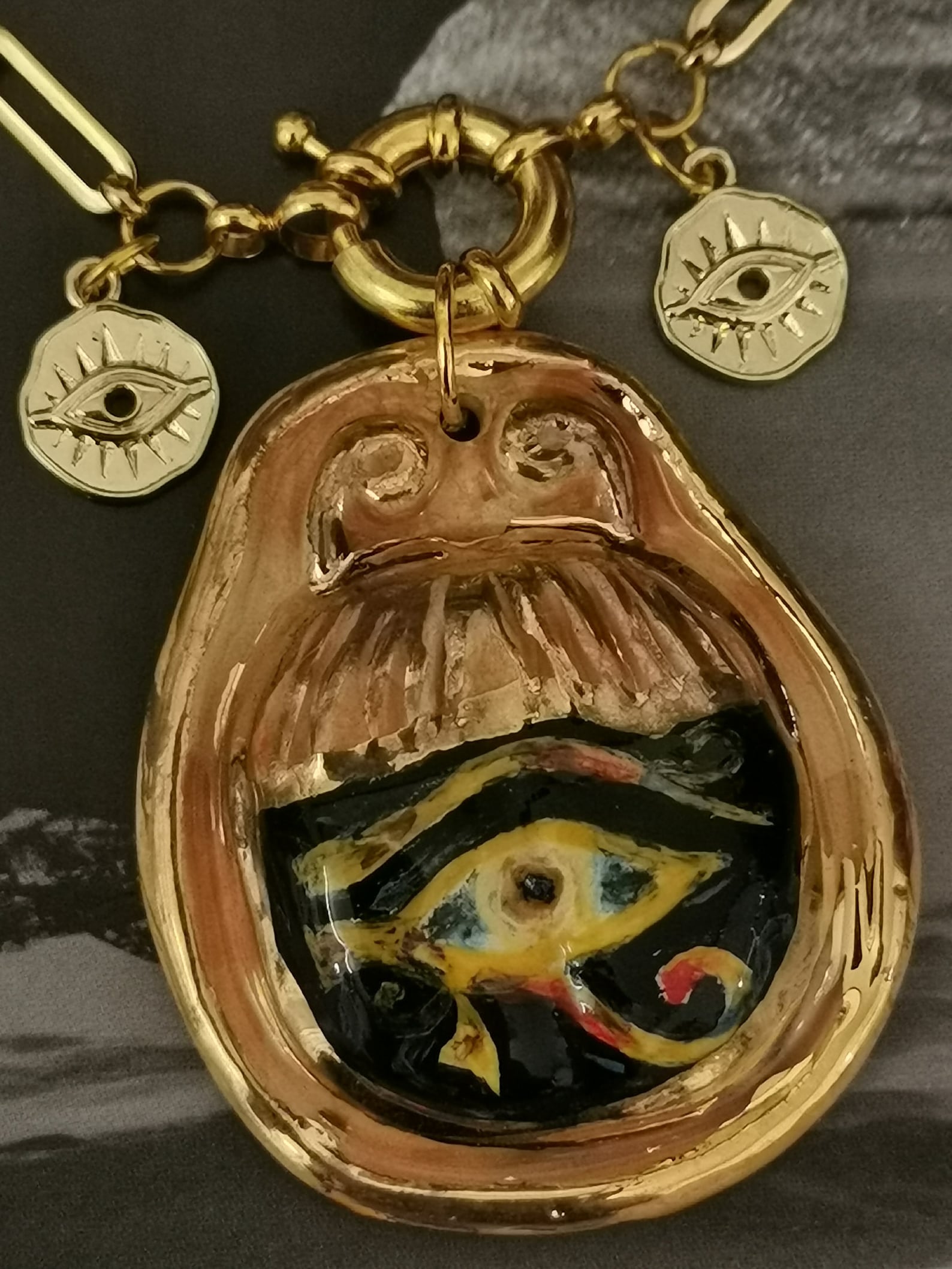 HORUS EYES ,scarab Necklace,egyptian Revival,ceramic Pendant,goodluck ...