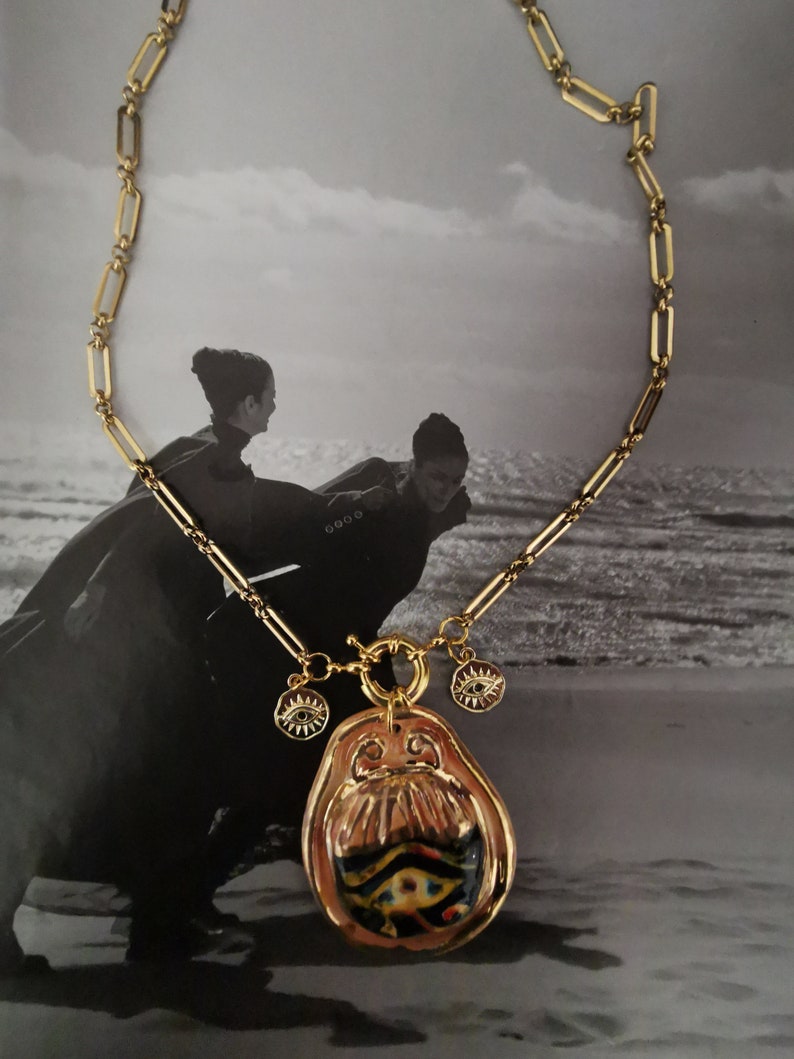 HORUS EYES ,scarab Necklace,egyptian Revival,ceramic Pendant,goodluck ...