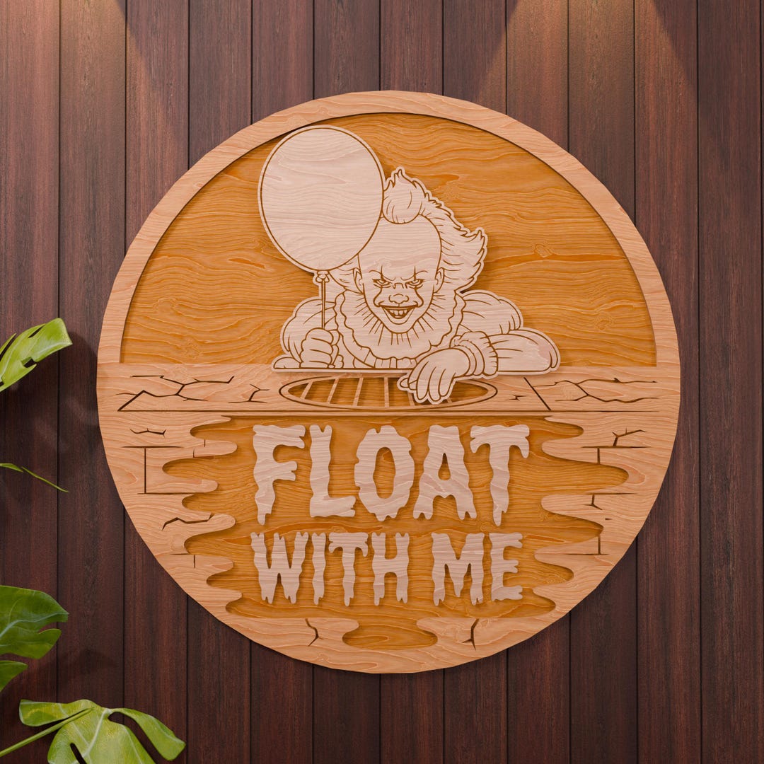 Creepy Clown Sewer Sign Laser Cut File | Scary Balloon Horror SVG DXF ...