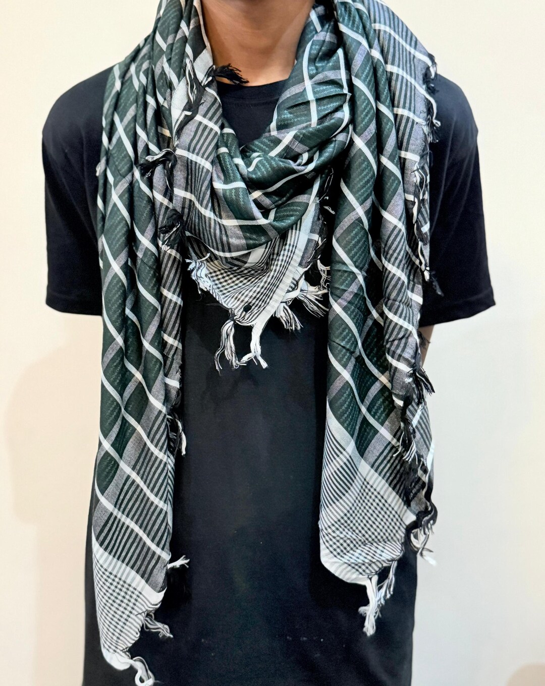 Dark Green Palestinian Keffiyeh | Traditional Arab Kufiya Shemagh for ...
