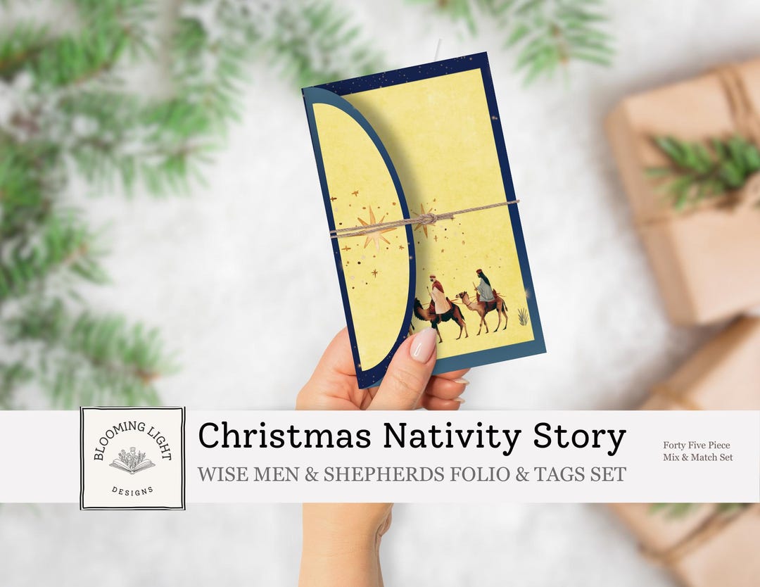 Christmas Nativity Story Wise Men & Shepherds Folio and Tags Set - Etsy