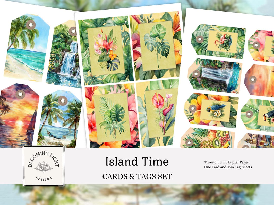 Island Time Junk Journal Cards & Tags Set - Etsy