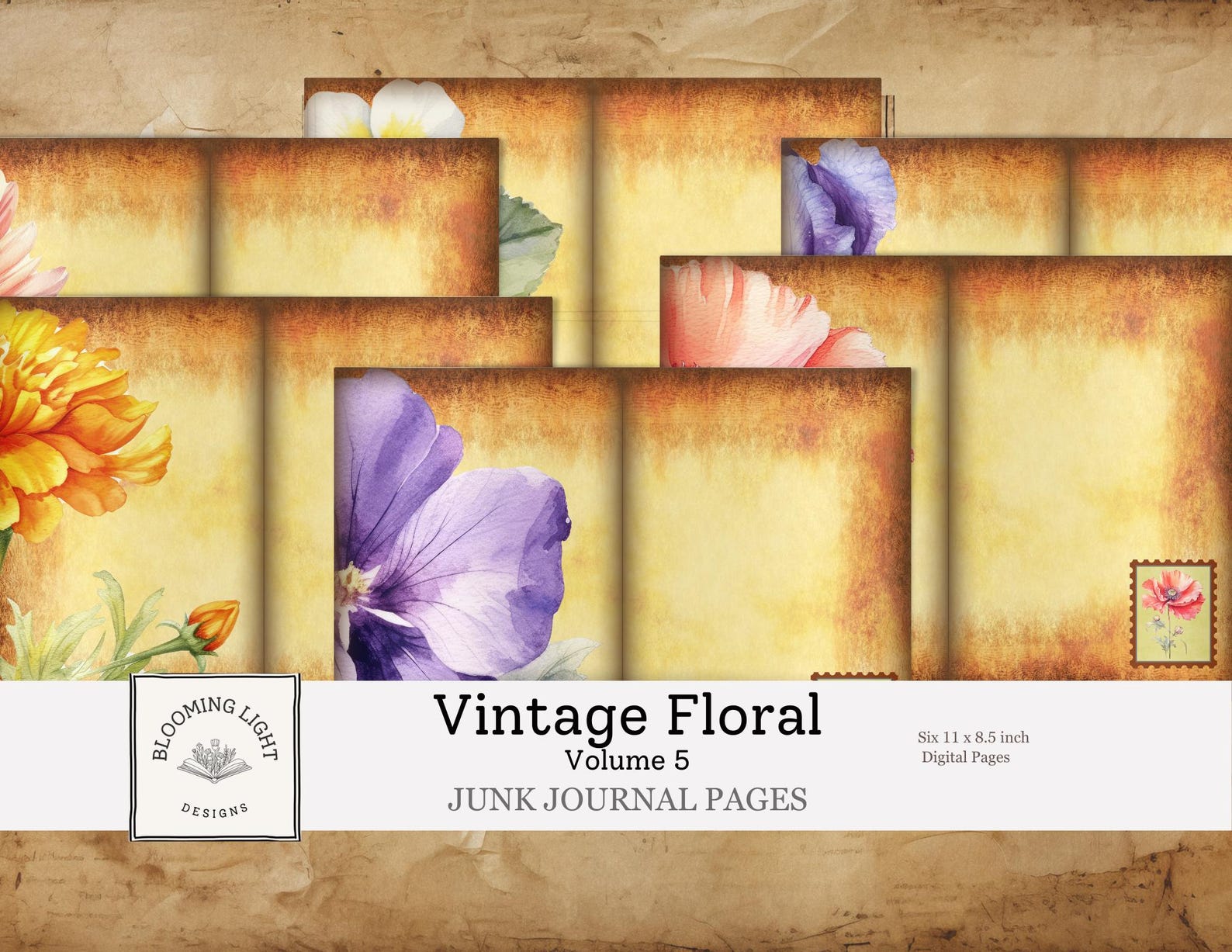 Vintage Floral Junk Journal Paper Set Volume 5 - Etsy