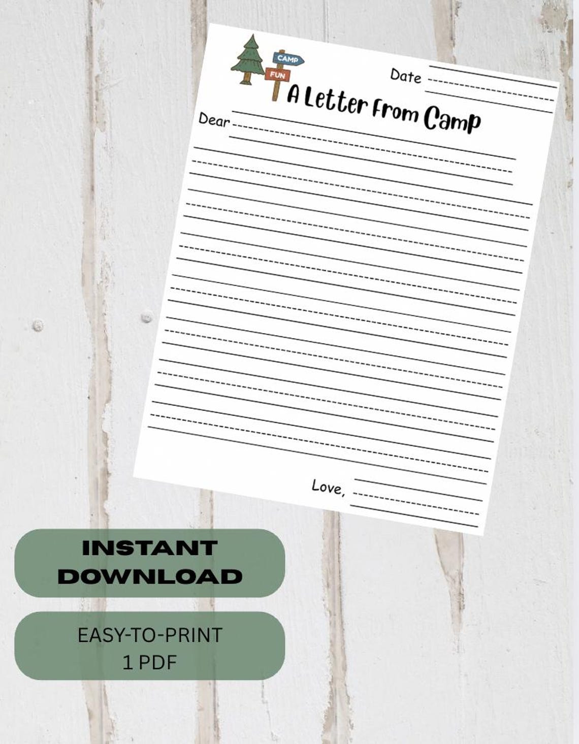 Summer Camp Letter Printable | Handwriting Lines | Instant Download - Etsy