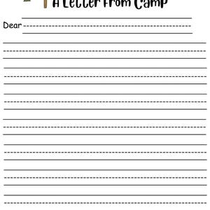 Summer Camp Letter Printable | Handwriting Lines | Instant Download - Etsy