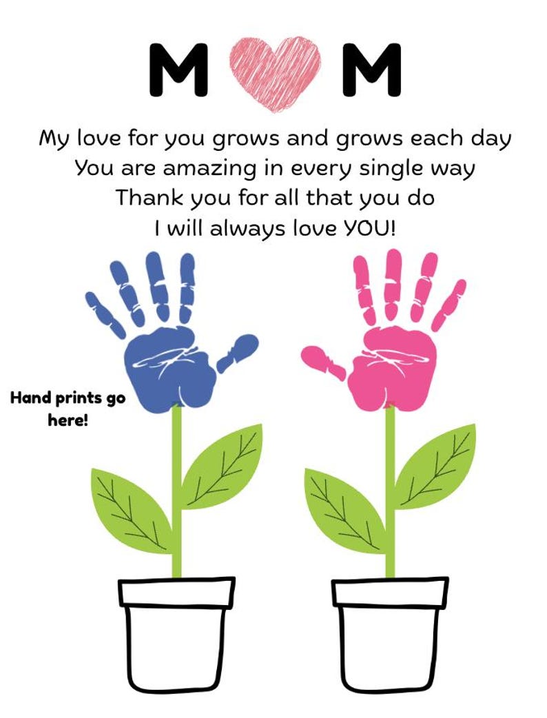 Mother's Day Handprint Craft | Art Project - Etsy