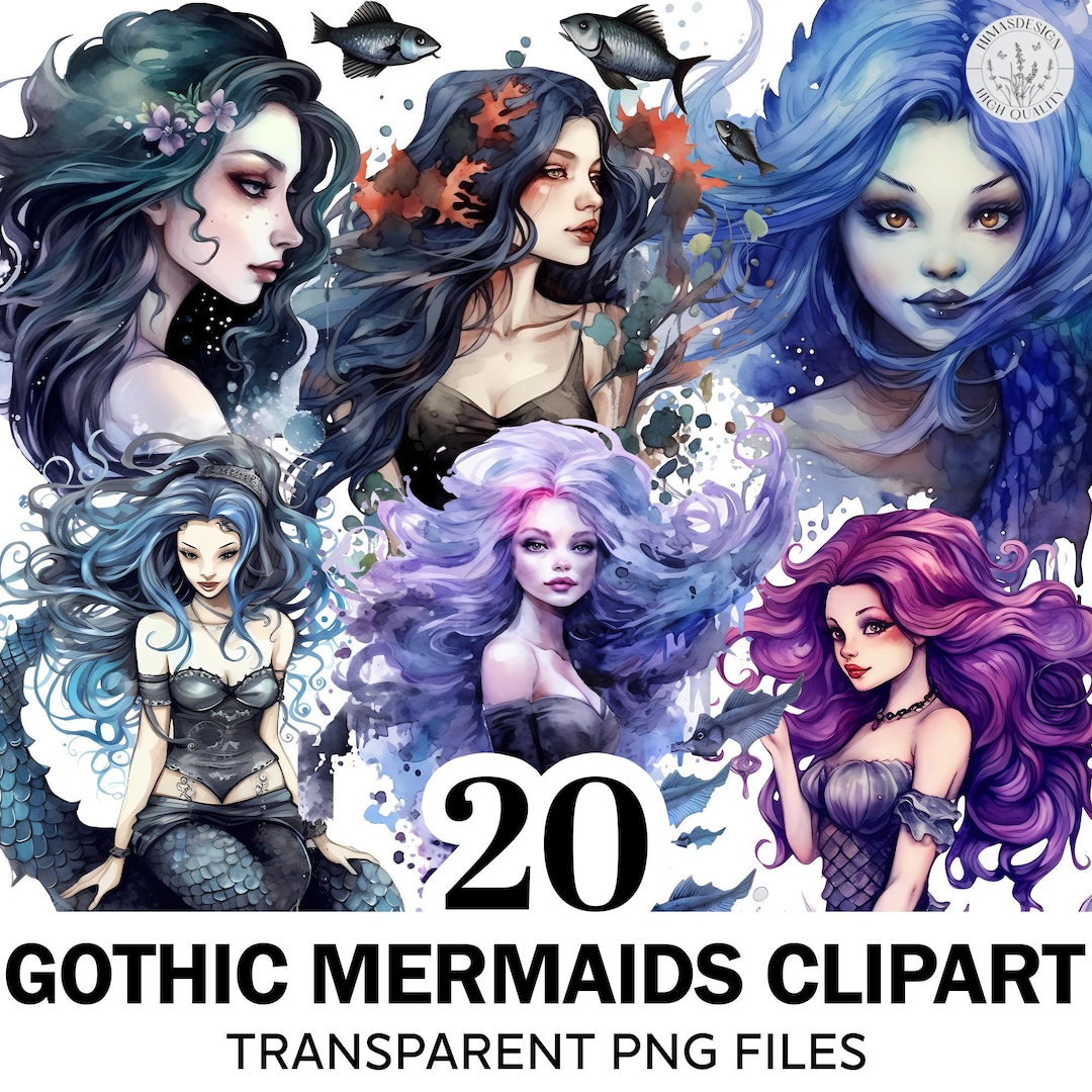 20+ Gothic Mermaids Clipart Bundle, Cursed Ocean Mermaid PNG Clipart ...