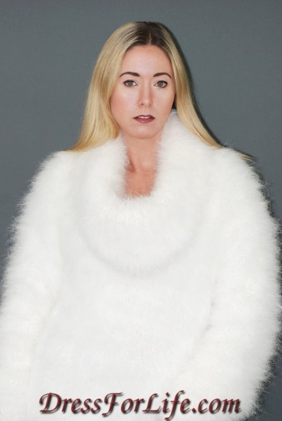 Items similar to Custom Made to Order Pure Rabbit Angora Sweater Dress ...