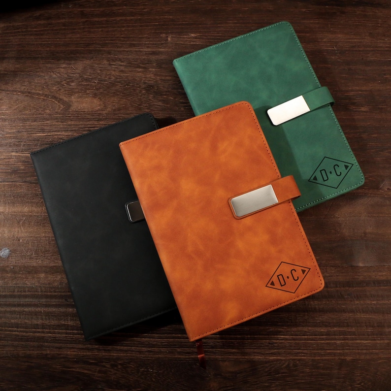 Personalized Leather Notebook and Pen Set, Custom Engraved Journal for ...