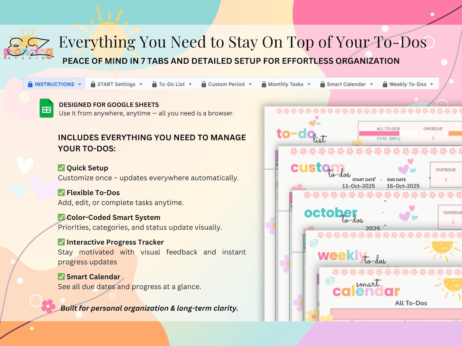 To-do List Tracker Spreadsheet • Automatic Task Planner for Google ...