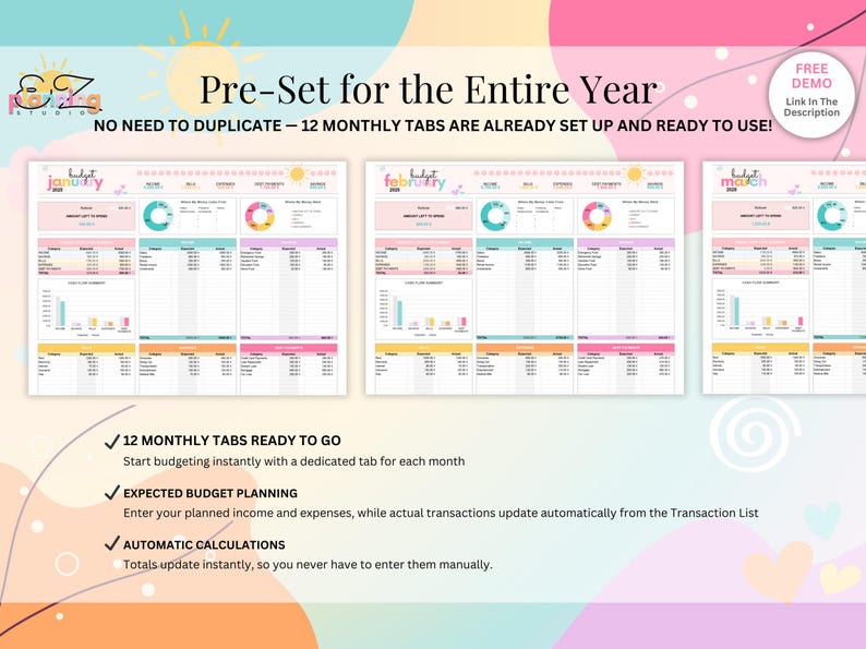 Monthly Budget Spreadsheet • Excel Sheets Finance Template • Easy ...