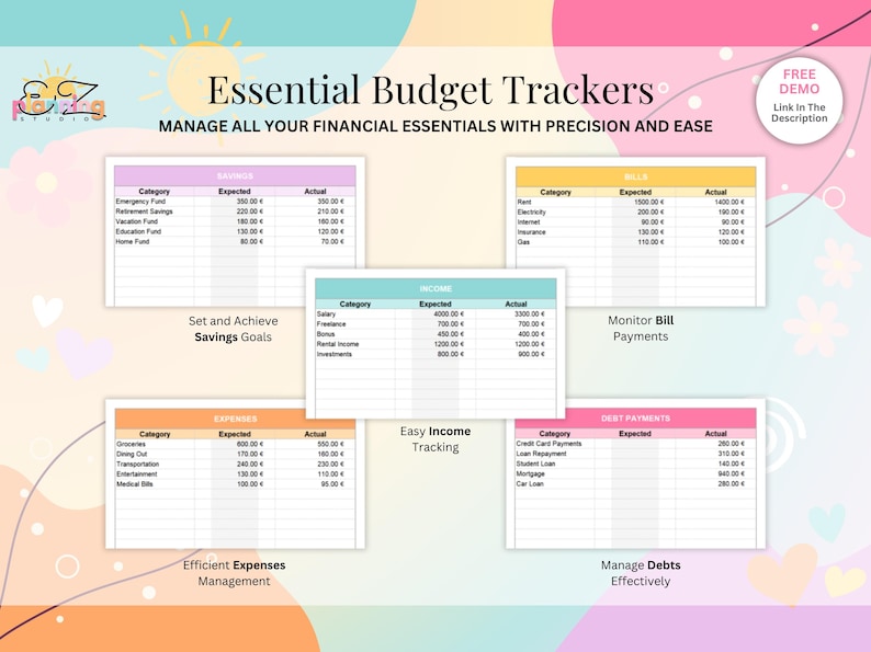 Monthly Budget Spreadsheet • Excel Sheets Finance Template • Easy ...