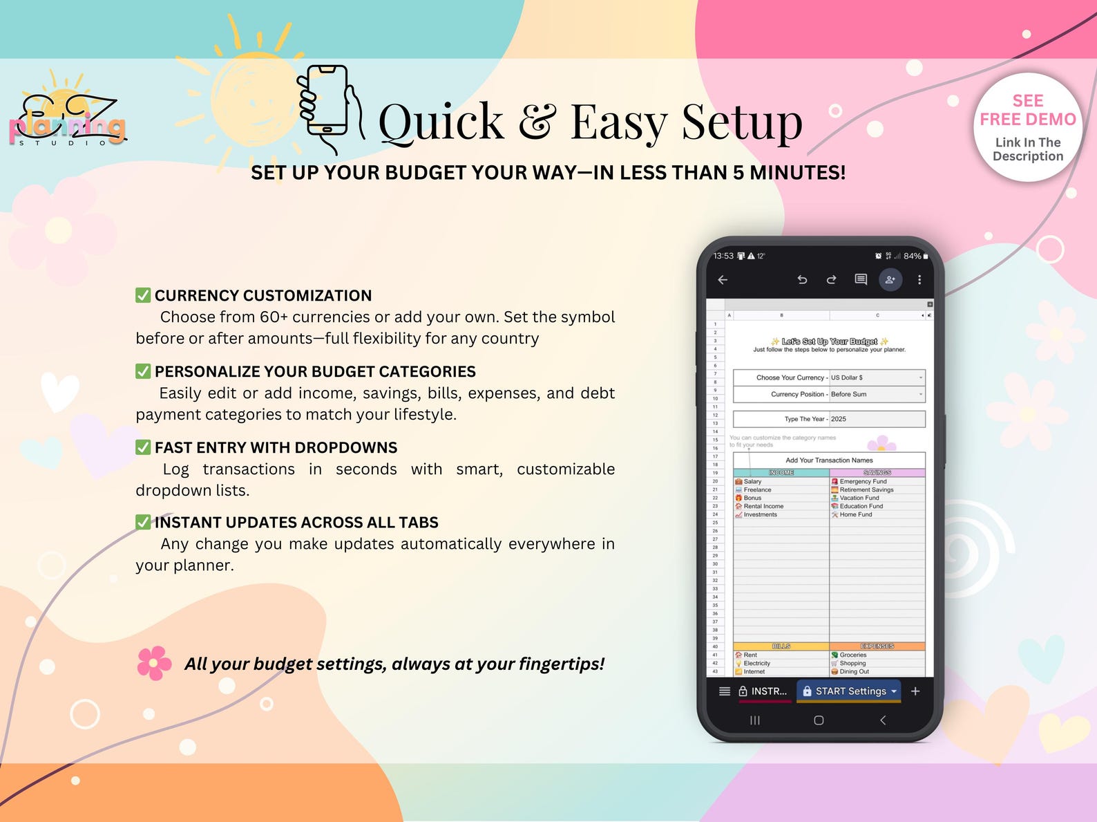 Mobile Monthly Budget Spreadsheet • Google Sheets Template for Phone ...