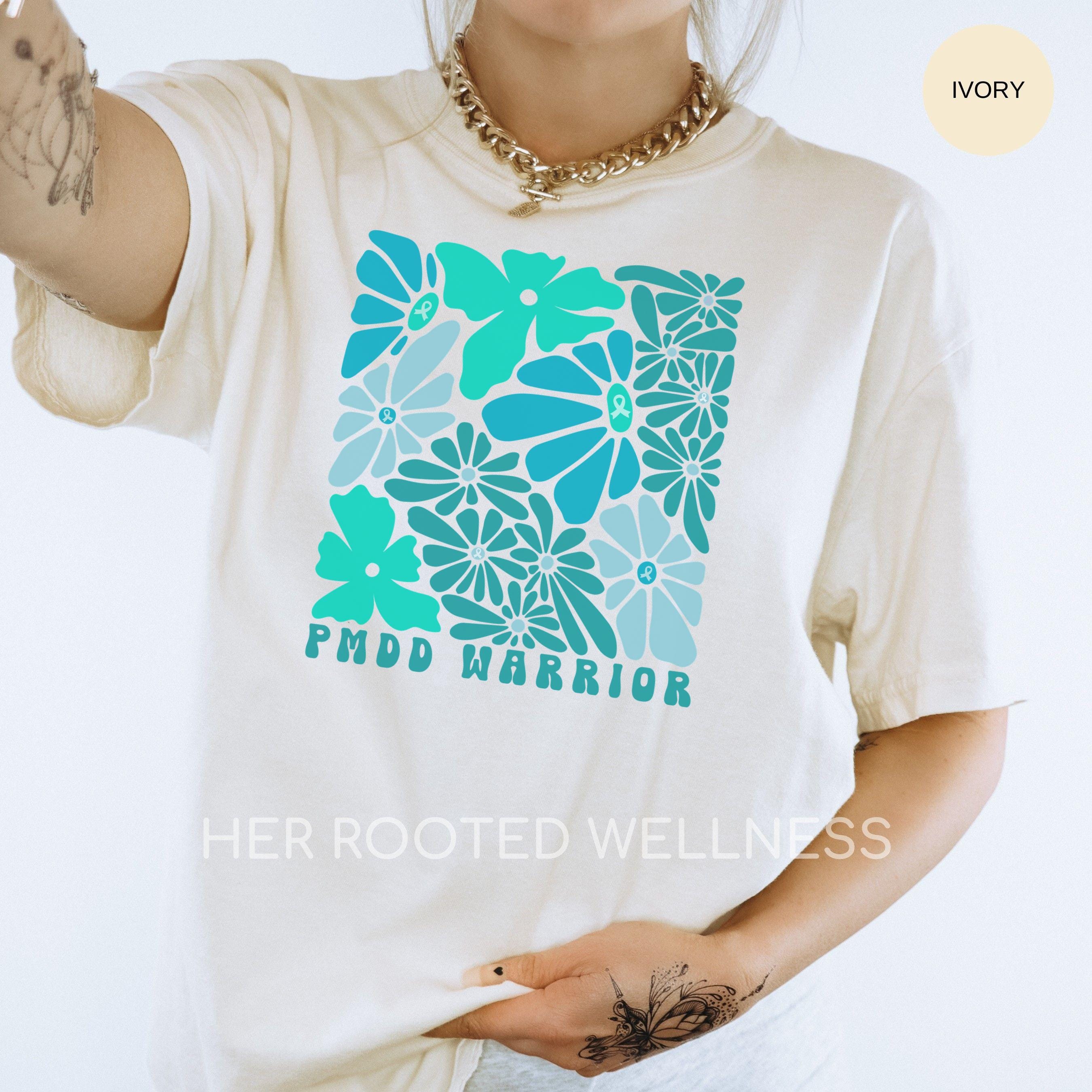 PMDD Warrior Shirt | Retro Teal Flower PMDD Awareness Tee | Comfort ...