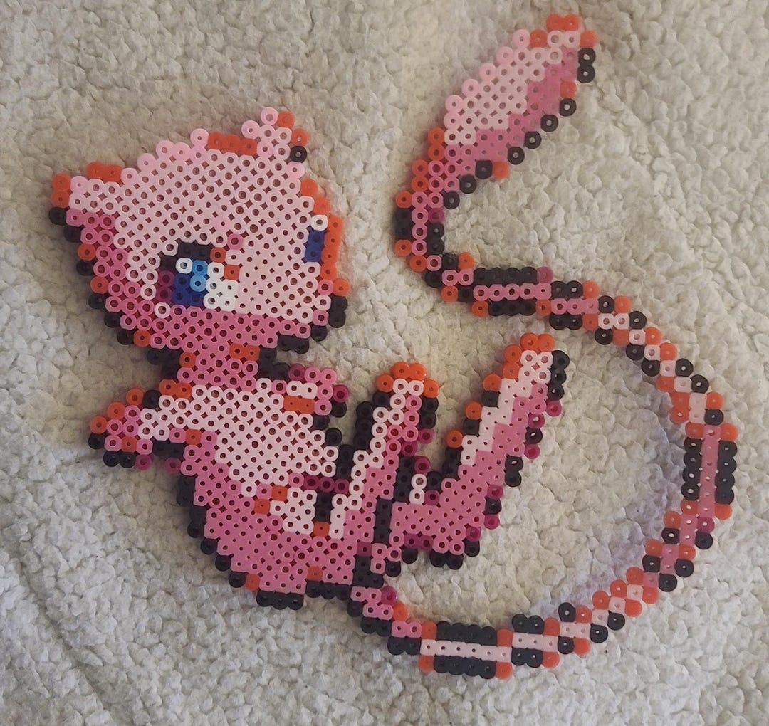 Mew Charm PERLER BEAD'S - Pokemon Perler Creation, Wall Decor, Wall Art ...