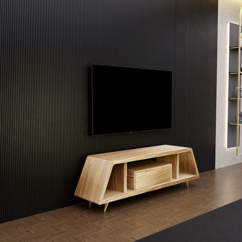 Handmade Oak TV Stand: Minimalist Media Console With Drawer - Etsy ...