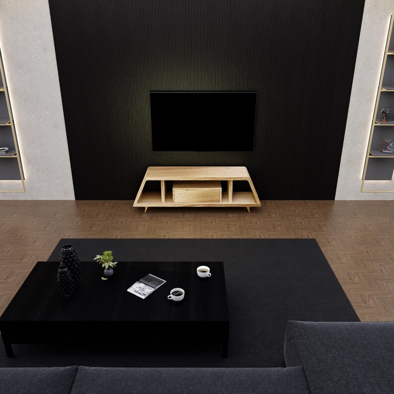 Handmade Oak TV Stand: Minimalist Media Console With Drawer - Etsy ...