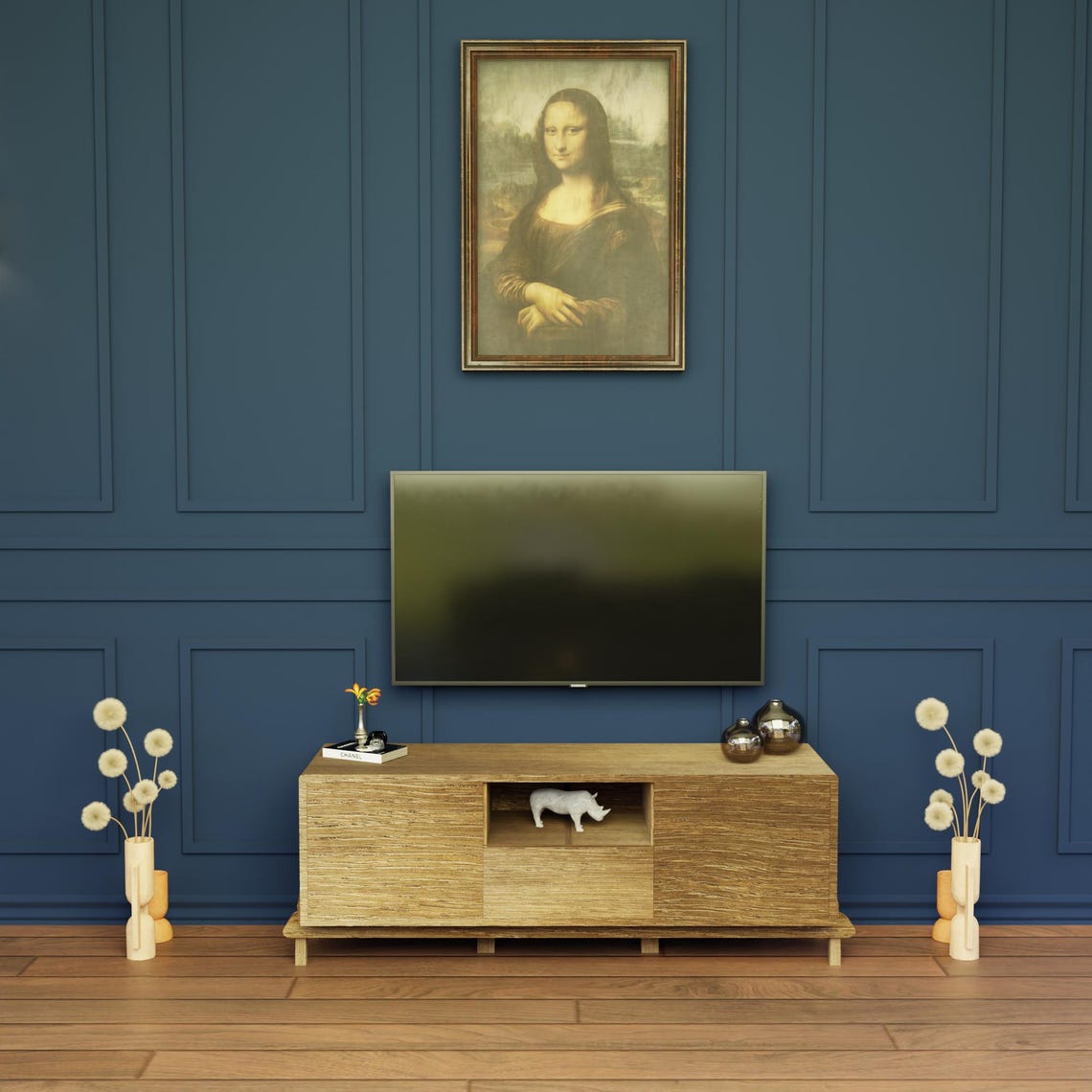 Oak Wood TV Unit & Console, Record Player, Rectangular Cabinet With ...