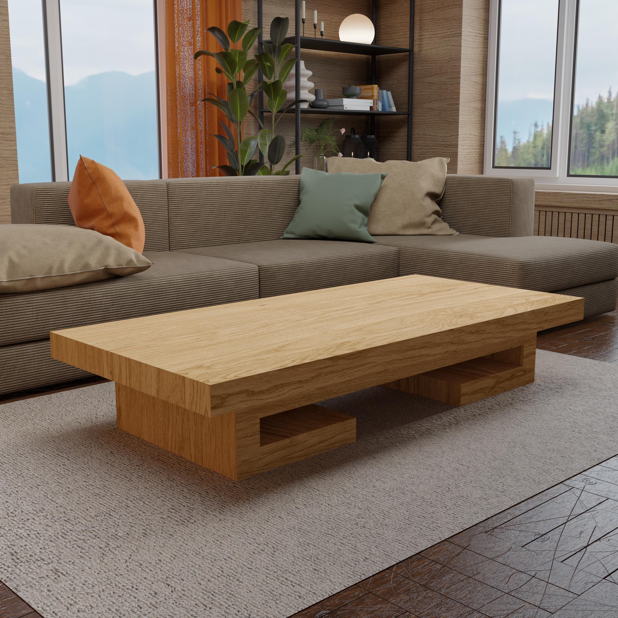 Modern Oak Coffee Table, Minimalist Oak Coffee Table, Wooden Coffee ...