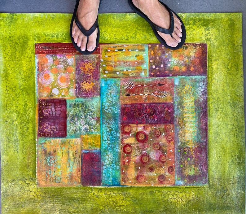 Chartreuse Carnival Abstract Floor Art Wall Art-rug - Etsy