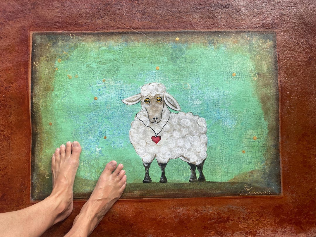 Sheep Oilcloth Floor Coverings Tapestry Wall Art Durable Rugs Hand ...