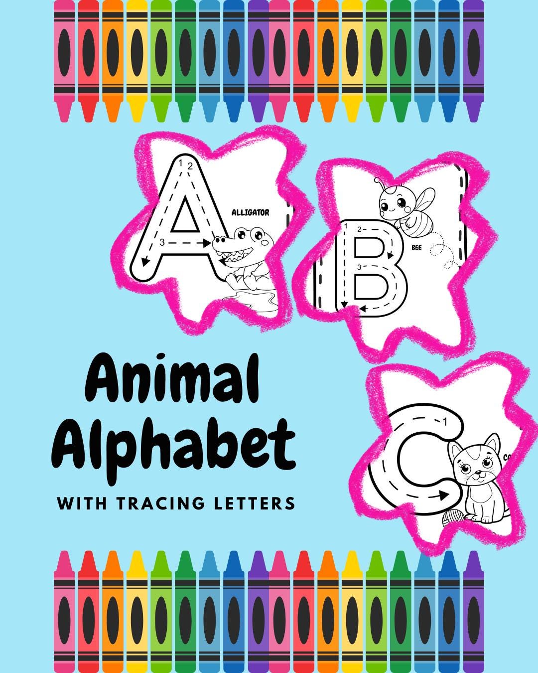 Children's Alphabet (animals) Coloring Sheets, Toddler & Preschool ...