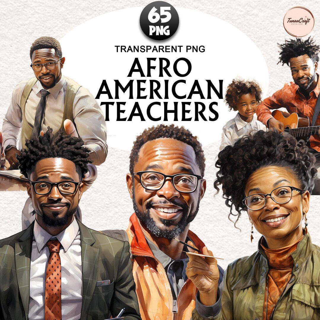 65+ Afro-american Teachers Clipart Bundle PNG, Young Teacher Clipart ...