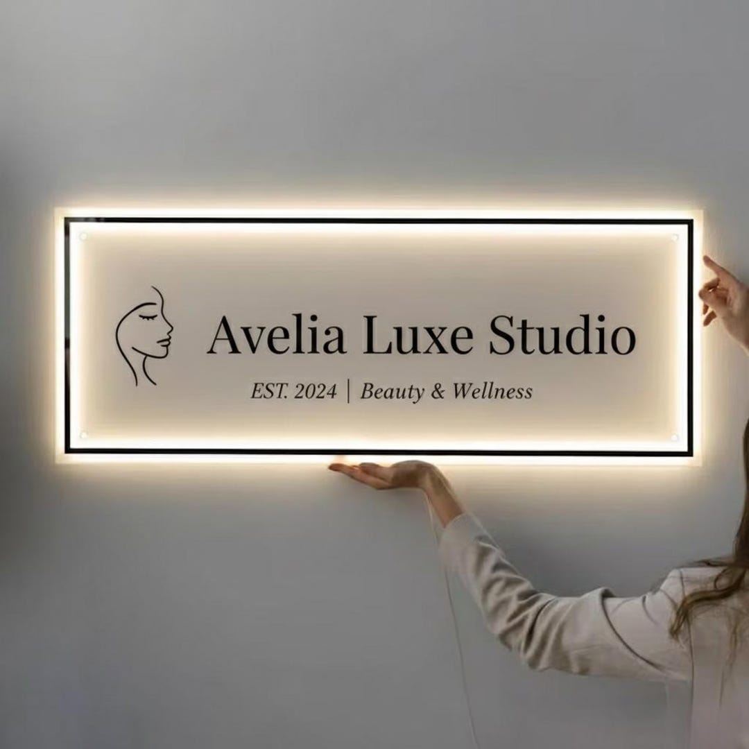 Placa personalizada com logotipo 3D retroiluminado para empresas, placa ...