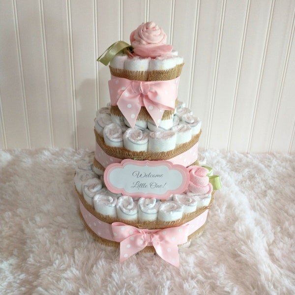 Diaper Cake for Girl - Etsy