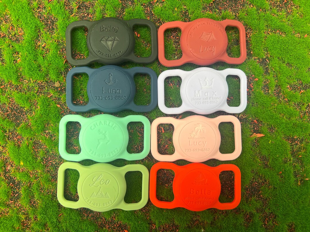Engraved Air Tag Case for Dog Collar,silicone Dog Name Tagengraved Air ...