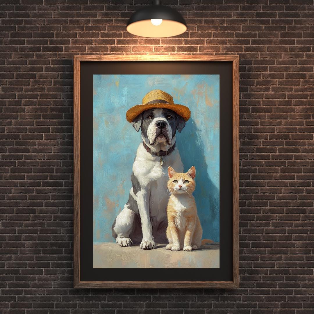 Realistic Pet Portrait - Dog and Cat Watercolour Print - Cat and Dog ...