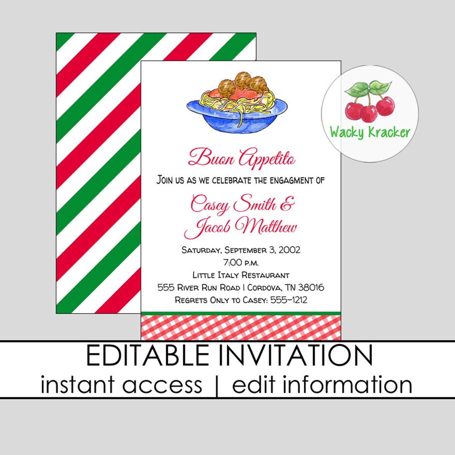 Spaghetti Dinner Invitation Italian Invite Church Flyer | Etsy