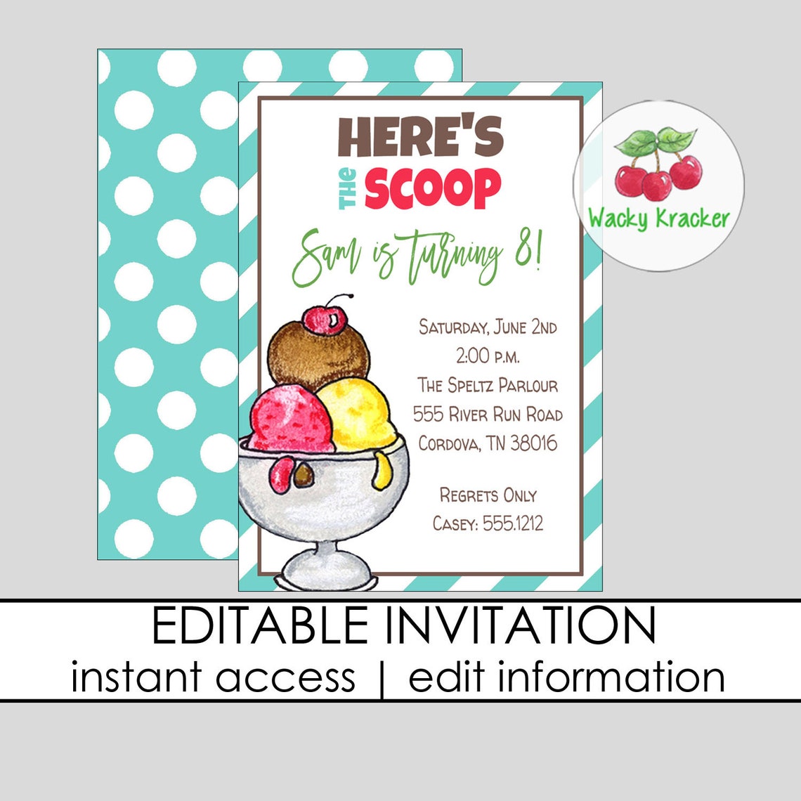 Sundae Invitation Ice Cream Birthday Invite Here's the | Etsy