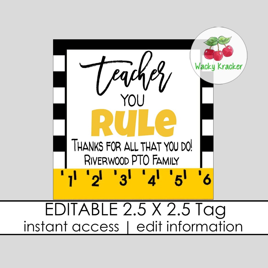 Teacher Appreciation Tags Great Teacher You Rule Ruler Tags - Etsy