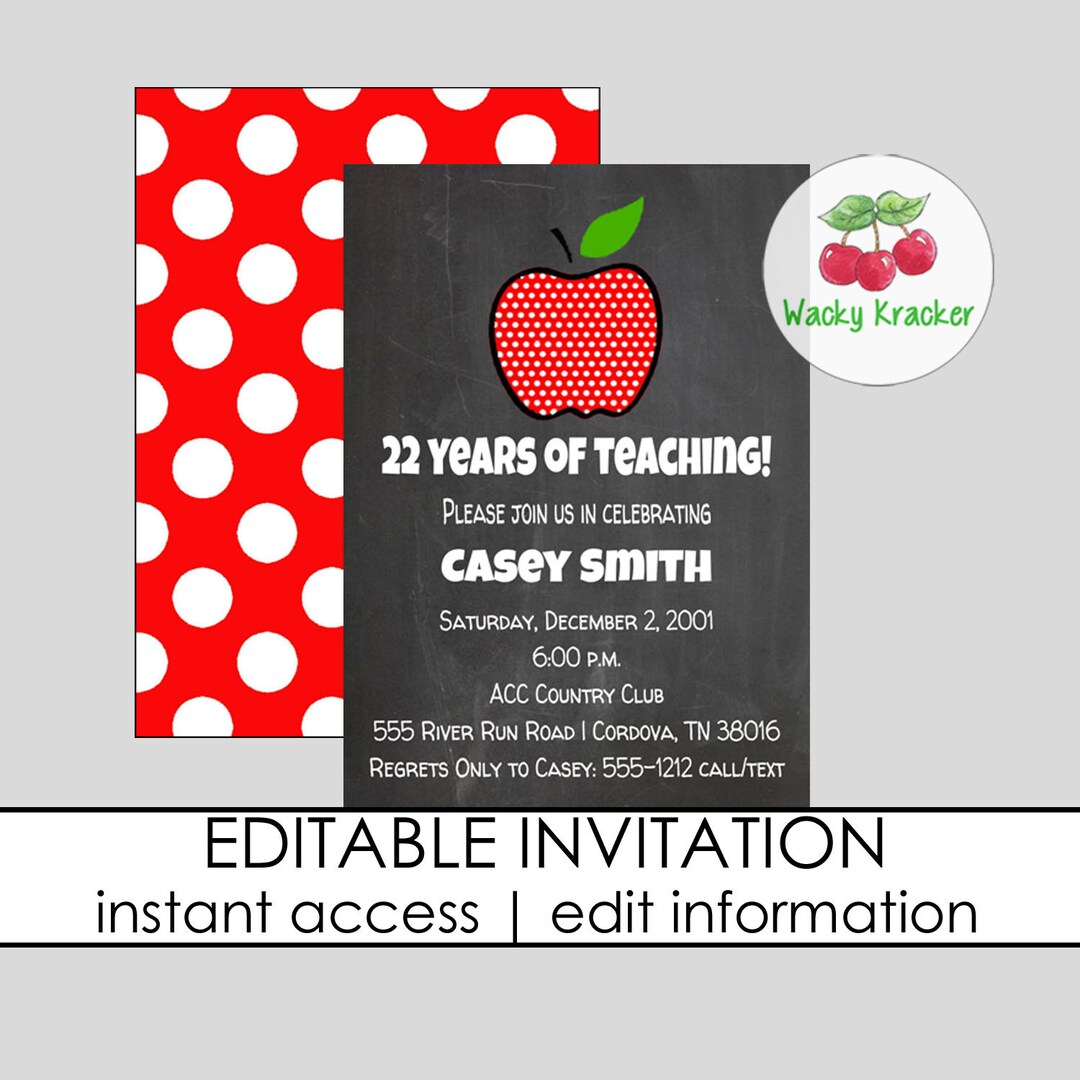 Teacher Retirement Invitations, Retirement Party Invite, Farewell ...