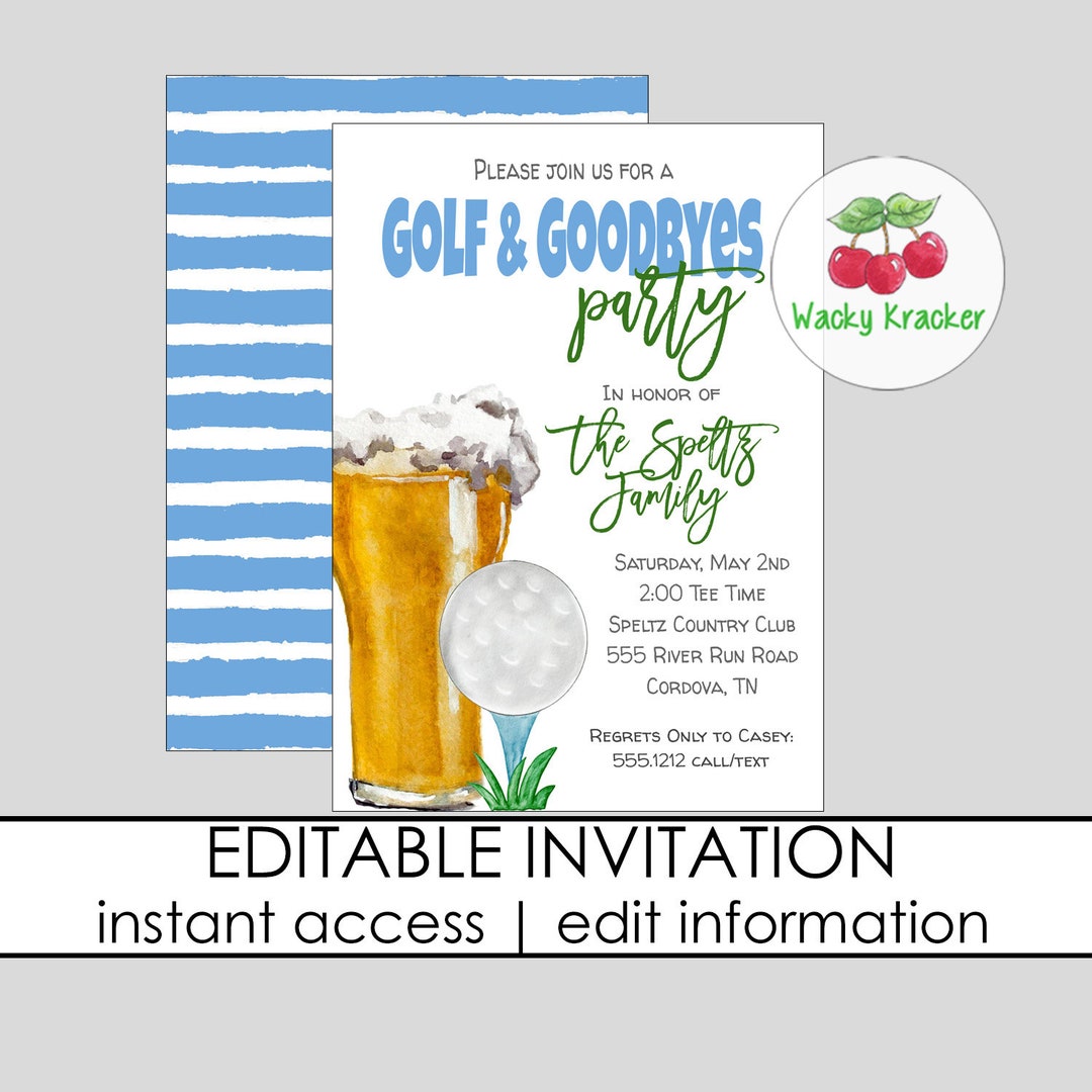 Golf and Goodbyes Invitation, Going Away Invitation, Farewell Party ...