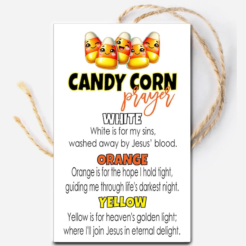 Candy Corn Prayer Tag. Christian Halloween Printable, Faith Candy Tag ...