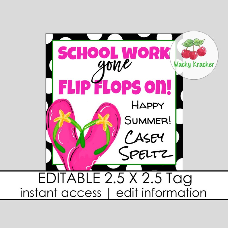 Flip Flop Gift Tag Beach Tote Summer Sun School Work Gone - Etsy