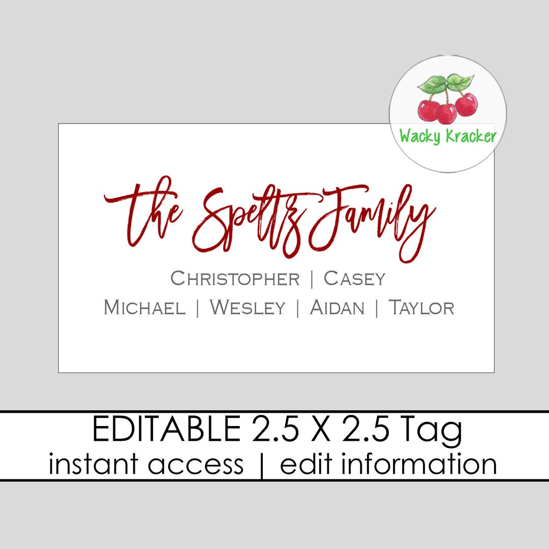 Simple Family Gift Tags, Sibling Birthday Tag, Enclosure Card, Square ...
