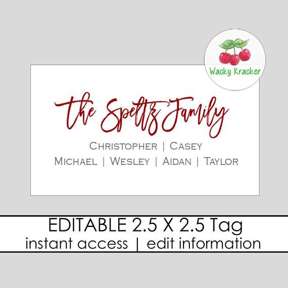 Simple Family Gift Tags Sibling Birthday Tag Enclosure Card | Etsy