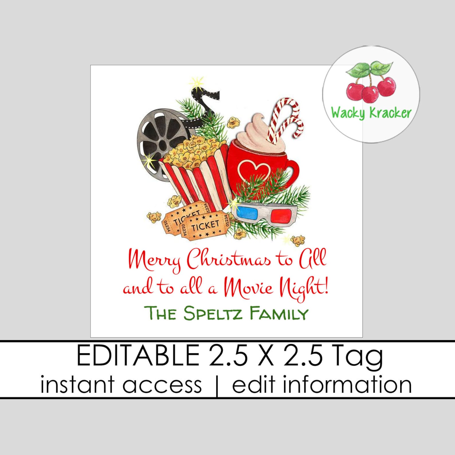 Christmas Movie Gift Tag Personalized Holiday Label Hot - Etsy