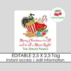 Christmas Movie Gift Tag, Personalized Holiday Label, Hot Chocolate and ...