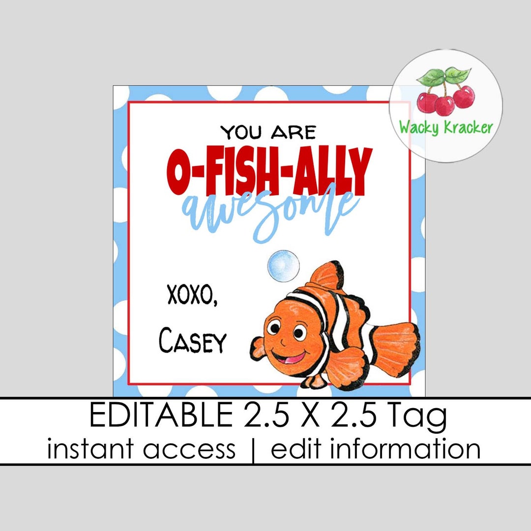 Fish Gift Tags, Staff Teacher Volunteer Appreciation Tag, Square Party ...