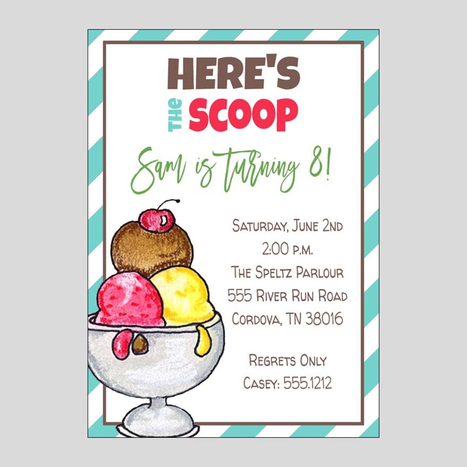 Sundae Invitation Ice Cream Birthday Invite Here's the | Etsy
