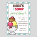 Sundae Invitation, Ice Cream Birthday Invite, Here's the Scoop ...